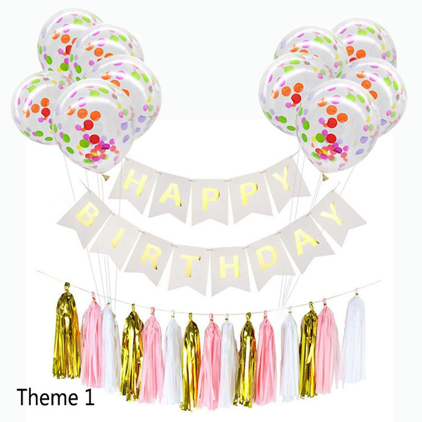 1 set Colorful Confetti Balloons Paper Tassel Garland Happy Birthday ...