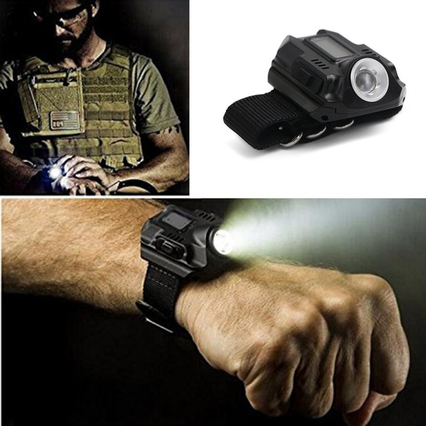 LED Wrist Watch Flashlight Torch Light Tactical Rechargeable Flashlight ...