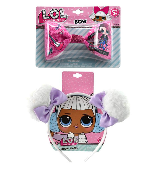 LOL Surprise Pink Hair Bow Clip & Snow Angel Fluffy Headband (2 Items ...