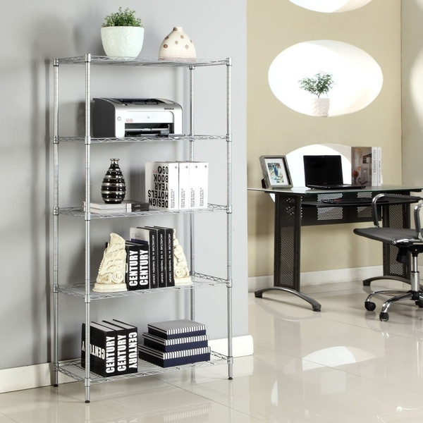 5 Tier Shelving Units Wire Storage Rack Freestanding Heavy Duty Extra ...
