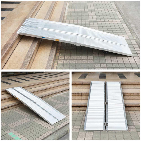 Yescom 8' Aluminum Portable Folding Wheelchair Ramp Ribbed Surface ...