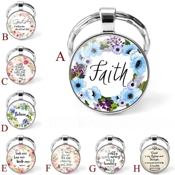 2 Pcs Faith Believe Keychain Bible Verse Keychain Scripture Key Rings ...