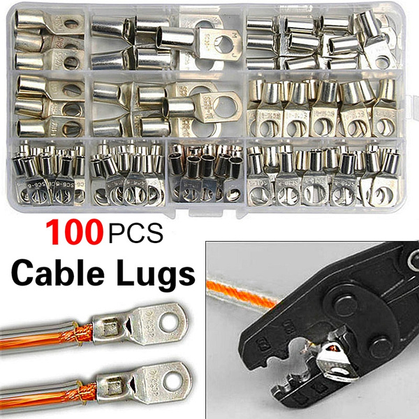 100 PCS SC Cable Lugs Tinned Copper Lug Ring Wire Connectors Bare Cable ...