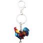 Acrylic Floral Chicken Rooster Key Chains Ring Keychains Animal Jewelry ...