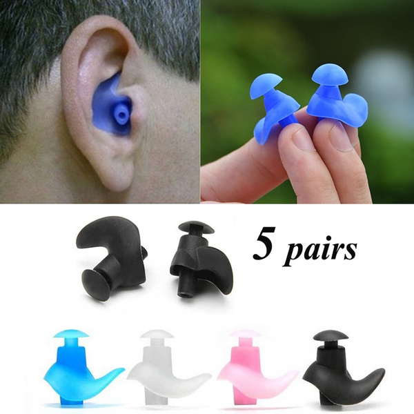 5 Pairs Waterproof Swimming Professional Silicone Swim Earplugs for ...