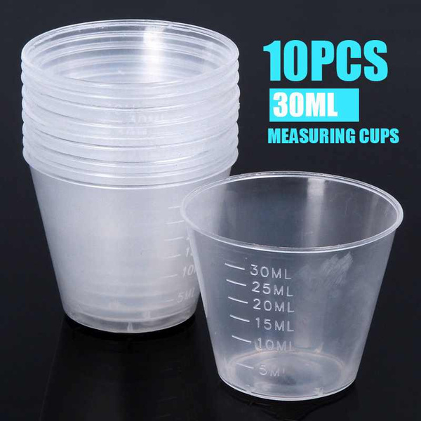10Pcs 30ml Plastic Clear Measuring Cups Disposable Liquid Container Lab ...