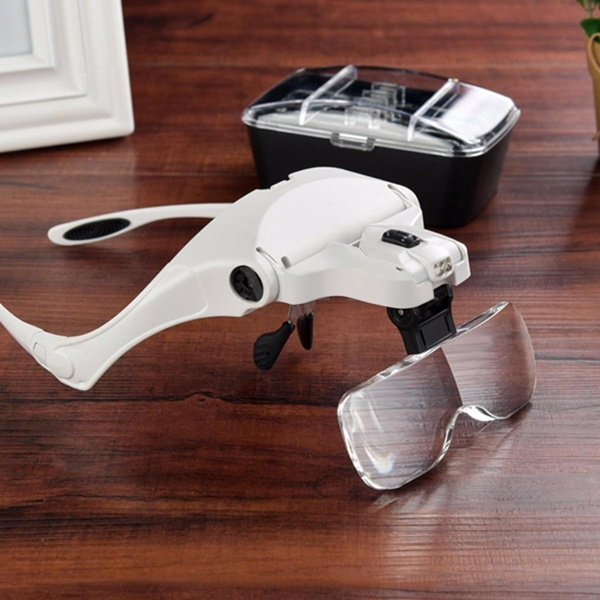 Headset Headband Magnifier 1X-3.5X Magnifying Glass Loupe Glasses With ...