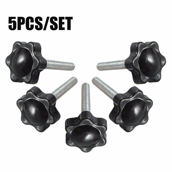 5Pcs/Set Black M6 x 40mm Plastic Star Head Thread Screw Bolts Clamping ...