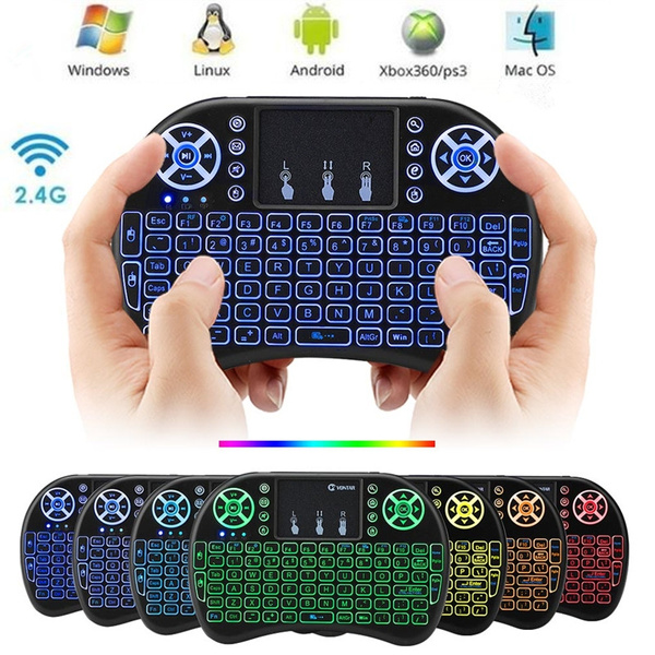 I8 Backlit Portable Touchpad 2.4GHz Mini Wireless Keyboard Mouse Combo Multicolor Backlight ...