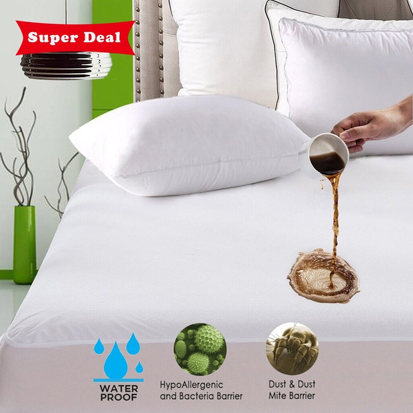 Smooth Waterproof Mattress Protector Cover Anti Mites Mattress Pad Bed ... Smooth Waterproof Mattress Protector Cover Anti Mites Mattress Pad Bed ...
