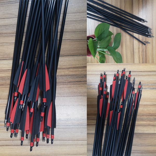 30" Mixed carbon Arrows Archery Fletching 7.8mm For Recurve/Compound ...