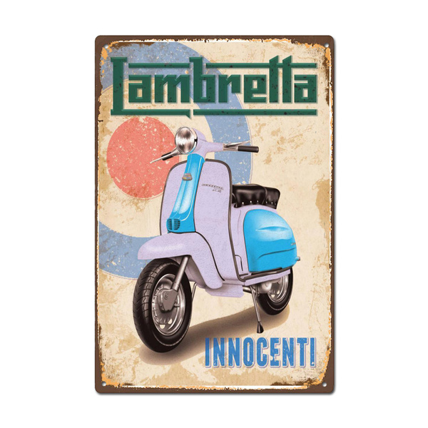 Lambretta Scooter Bike Vintage Retro Metal Tin Sign Metal Sign Pin Up ...