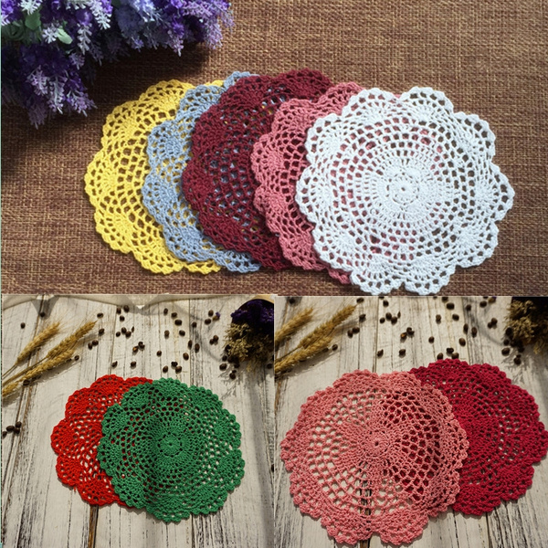 Round Elegant Floral Hand Dining Tables Mats Bar Mat Kitchen ...