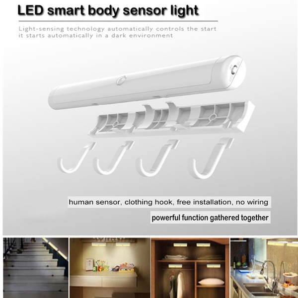 Smart LED Human Body Sensor Induction Hook Lamp Corridor Cabinet Night ...