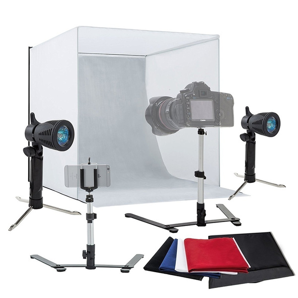 24" Folding Photo Box Tent LED Light Table Top Photography Studio Kit ...