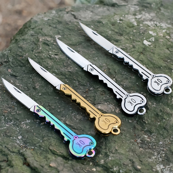 Printed Camping Outdoor Survival Pocket Folding Blade Key Shaped Knife ...