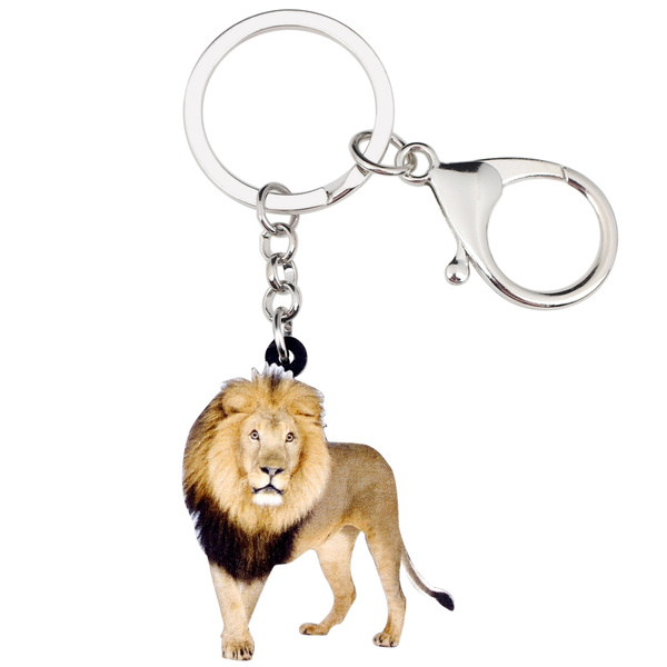 Acrylic Elegant Lion Key Chains Ring Keychains Jungle Animal Jewelry ...