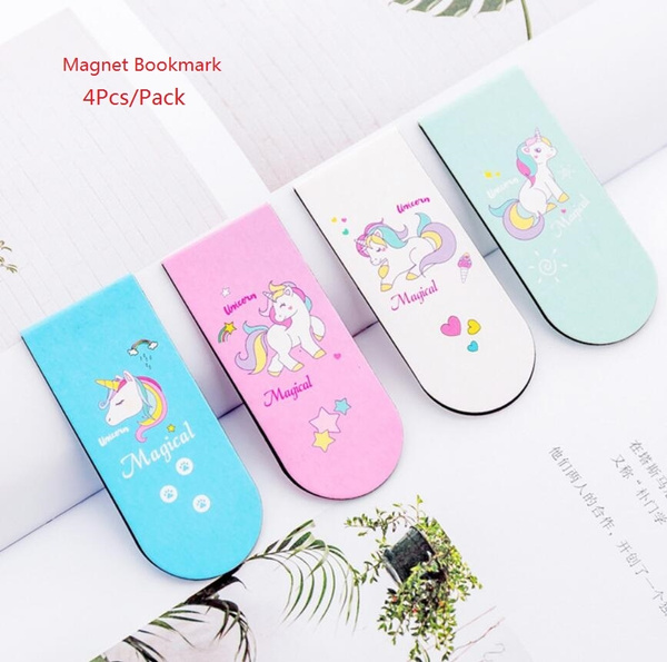 4Pcs Cute Cartoon Magnetic Bookmark Creative Mini Book Folder Paper ...