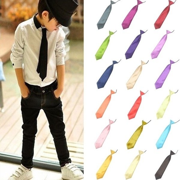 Satin Child Kids School Boy Wedding Elastic Neck Tie | Wish
