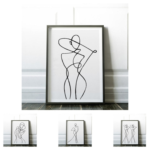 Fashion Nordic Abstract lines Canvas Art Print Wall Painting/Poster ...