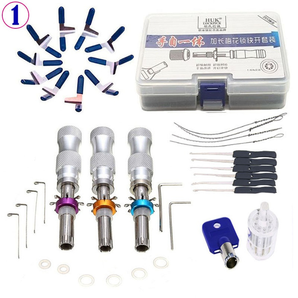 CDSJ 3 Piece Tubular Lock Pick Set and 1 Transparent 7 Pins Tubular 10Pcs Padlock Shim Picks Set ...