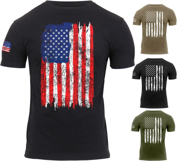 Mens US Flag Athletic T-Shirt Muscle Build Tactical Tee American ...