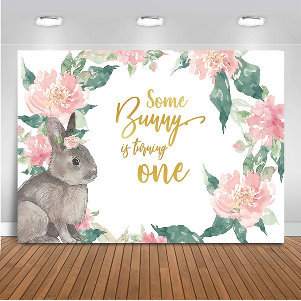 MEHOFOTO 1st Birthday Spring Florals Little Bunny Backdrop Some Bunny ...