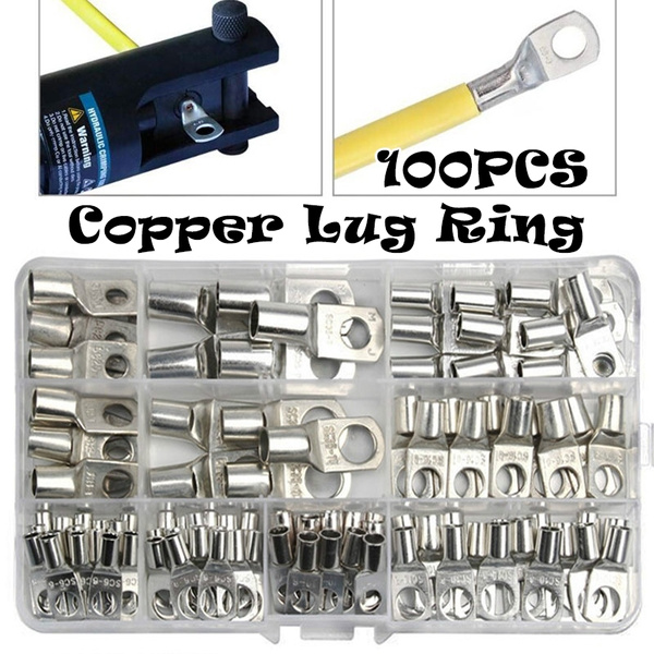 100X SC Cable Lugs Tinned Copper Lug Ring Wire Connectors Bare Cable ...
