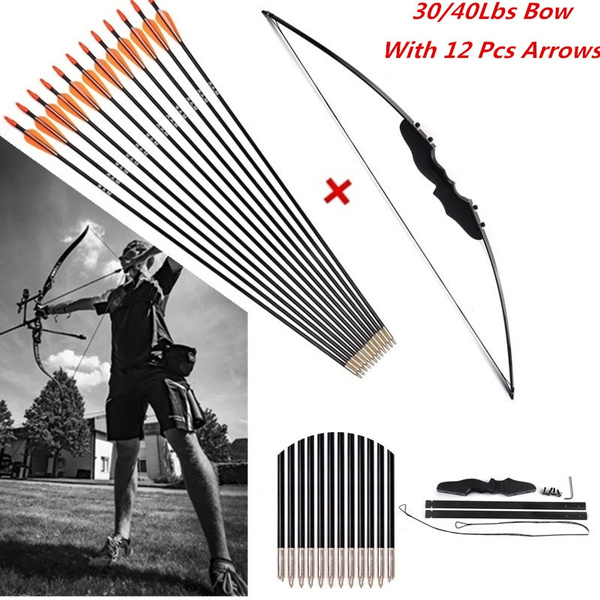 Archery 30Lbs/40Lbs Shooting Hunting Recurve Bow and 12pcs fiberglass ...