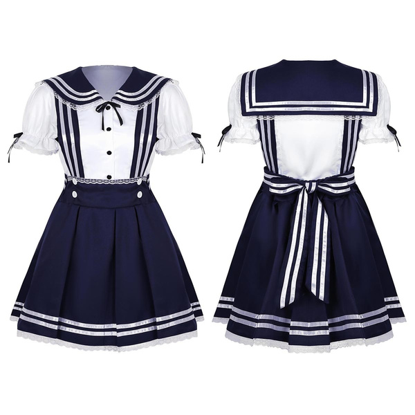 Womens Japanese High School Uniform Sailor Pleated Skirt Outfit | Wish