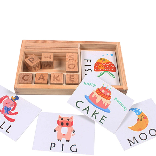 English Learning Card Wooden Children's Toys Gift Cards of Montessori ...
