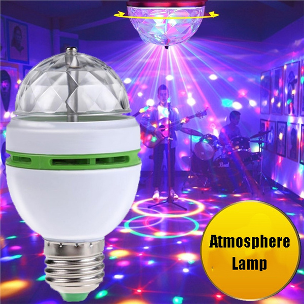 E27 Colorful Auto Rotating RGB LED Bulb Stage Light Party Lamp Disco ...