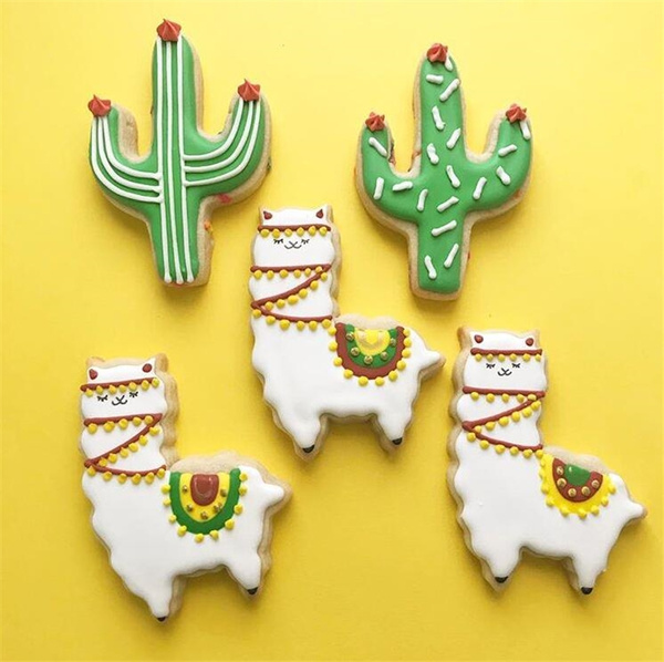 2Pcs Stainless Steel Lovely Alpaca Cactus Cookie Biscuit Molds Cookie ...