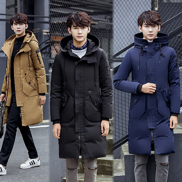 Hooded Long Winter Duck Down Parkas Men Casual Clothing Outwear Down ...