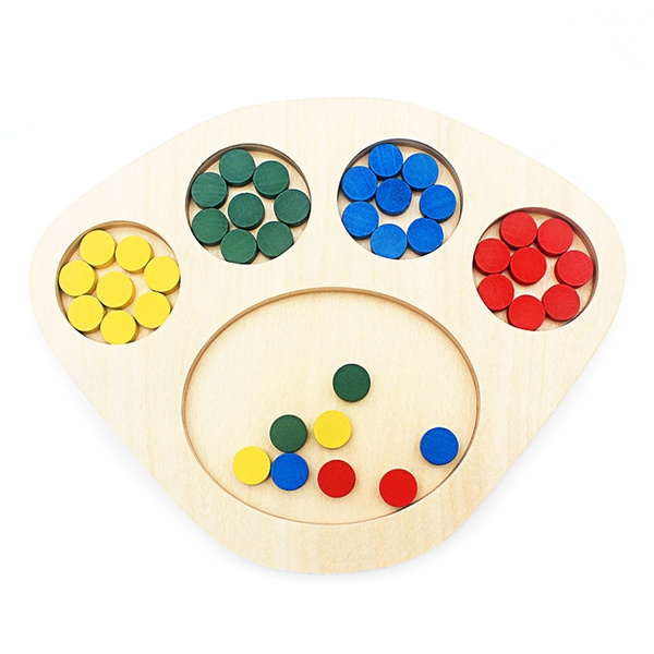 Toddler Montessori Color Sorting Board Game Wooden Baby Toy for ...