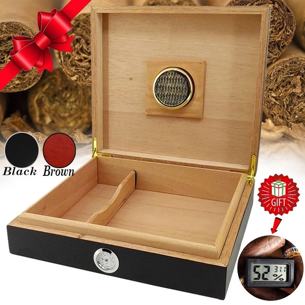 25 Cigar Desktop Humidor Cedar Wood Cigar Humidor with Humidifier ...