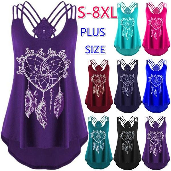 XS-8XL Women Casual Sleeveless Camisole Tops Off Shoulder Shirts Ladies ...