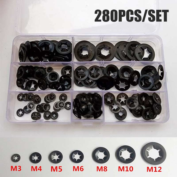 280Pcs Locking Washers Assortment Speed Clips Fasteners Internal Tooth ...