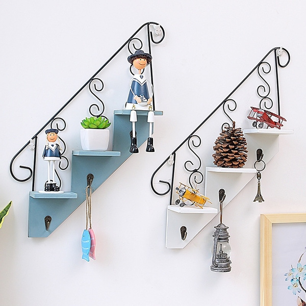 Floating Shelves Decorative Wall Mounted Wire Inclined Ladder, Ledge ...
