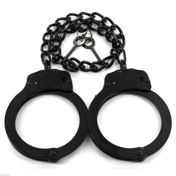 Black LEGCUFFS Leg Irons LEG CUFFS Shackles STEEL DOUBLE LOCK Police ...