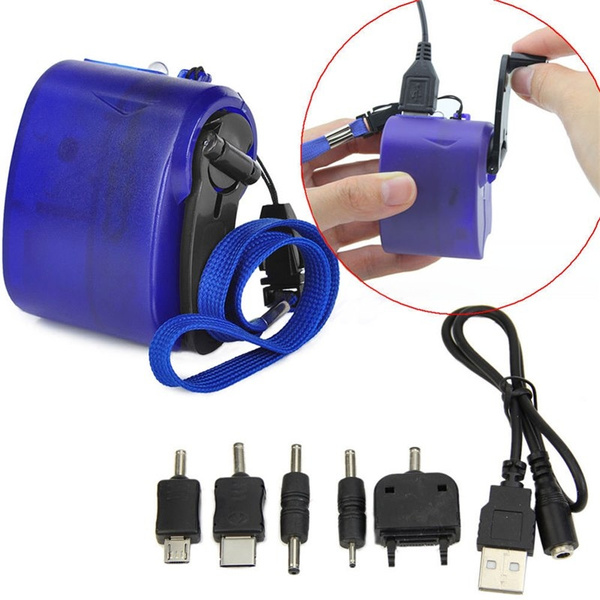 DC 6V 300mA Travel phone hone charger Dynamo cell Hand usb hand Blue ...