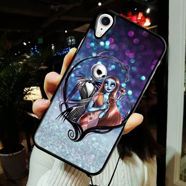 Bling Glitter Jack And Sally Phone Case for iPhone XS Max XR X 8 Plus 7 ...