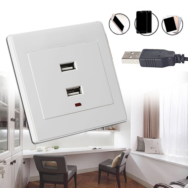 Dual USB Wall Socket USB Output Charger AC/DC Power Adapter Plug Outlet ...