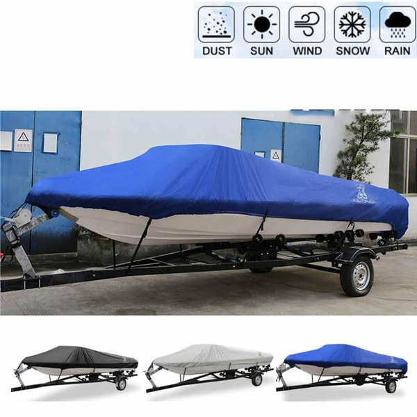 14-22ft 300D Polyester V-Hull Protector Waterproof Boat Cover + Storage ...