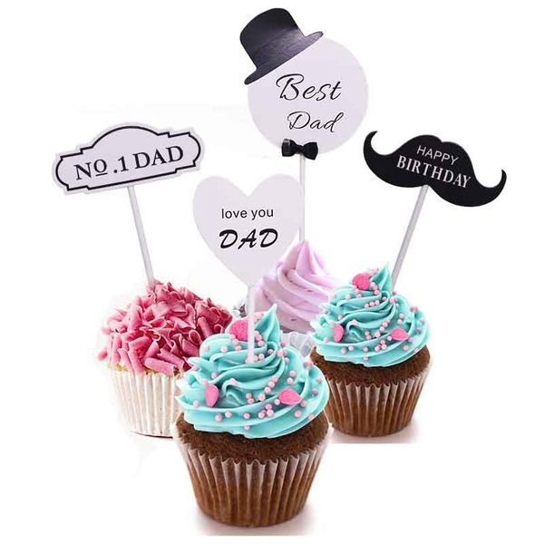 4pcs/set Best Dad Cupcake Topper Birthday Party Decor Cake Topper For ...