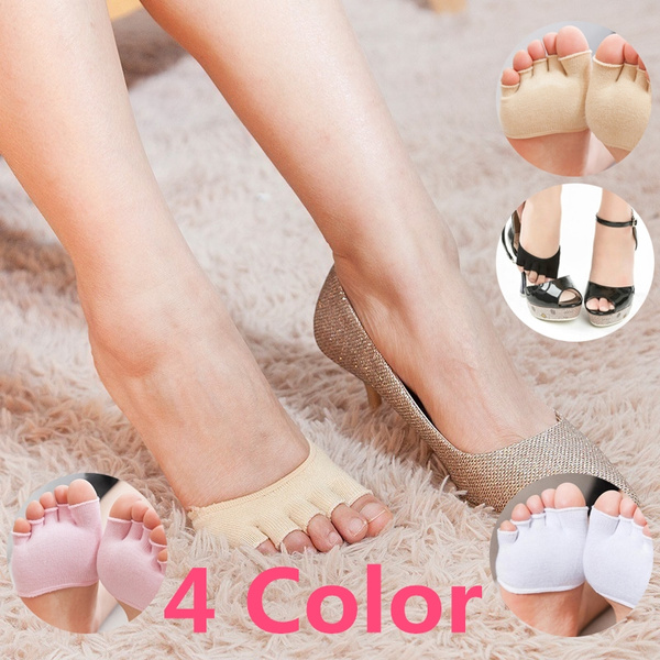 Fashion Women Five Fingers Socks Antiskid Toe Baring Invisible Half-toe ...