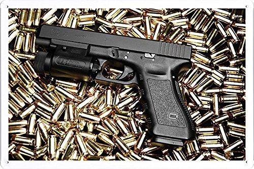 Glock Pistol On Bullets Tin Poster Decor Sign Wall Decor Tin Sign | Wish