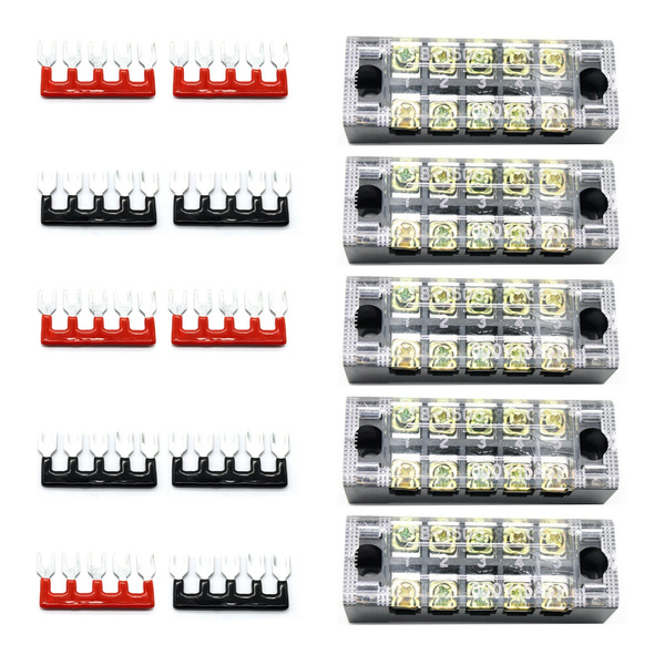15x 5 Position Dual Row Power Distribution Bus Bar Terminal Block Boat ...