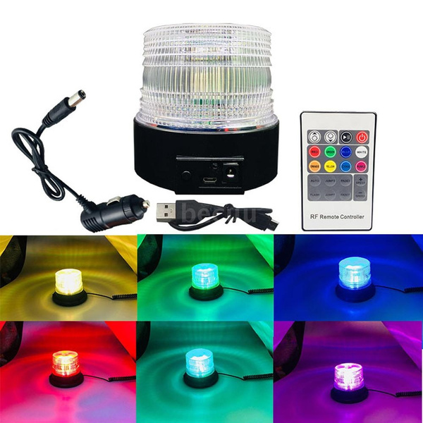 7 Colors RGB LED Magnetic Warning Beacon Truck Car Vehicle Emergency ...