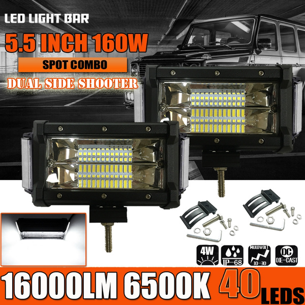 2Pcs 5.5inch Off Road LED Light Bar Dual Side Shooter 270°LED Pods 160W ...